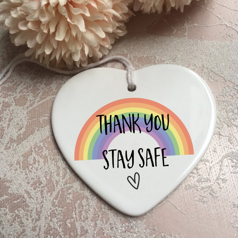 Thank you Stay Safe Rainbow Ceramic Thinking of you | Etsy