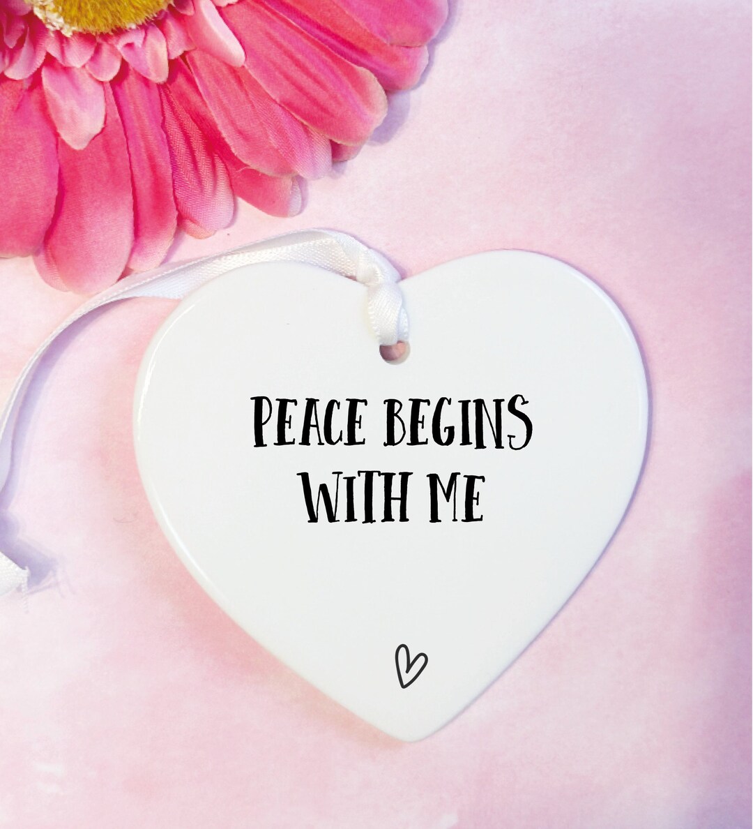 Peace Begins With Me Ceramic Heart: Positive Affirmation Gift - Etsy