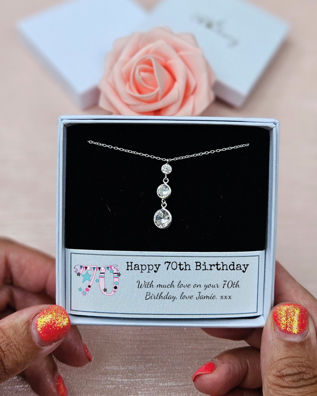 70th Birthday Necklace, Sterling Silver 70th Necklace, 70th Gift, 70th ...