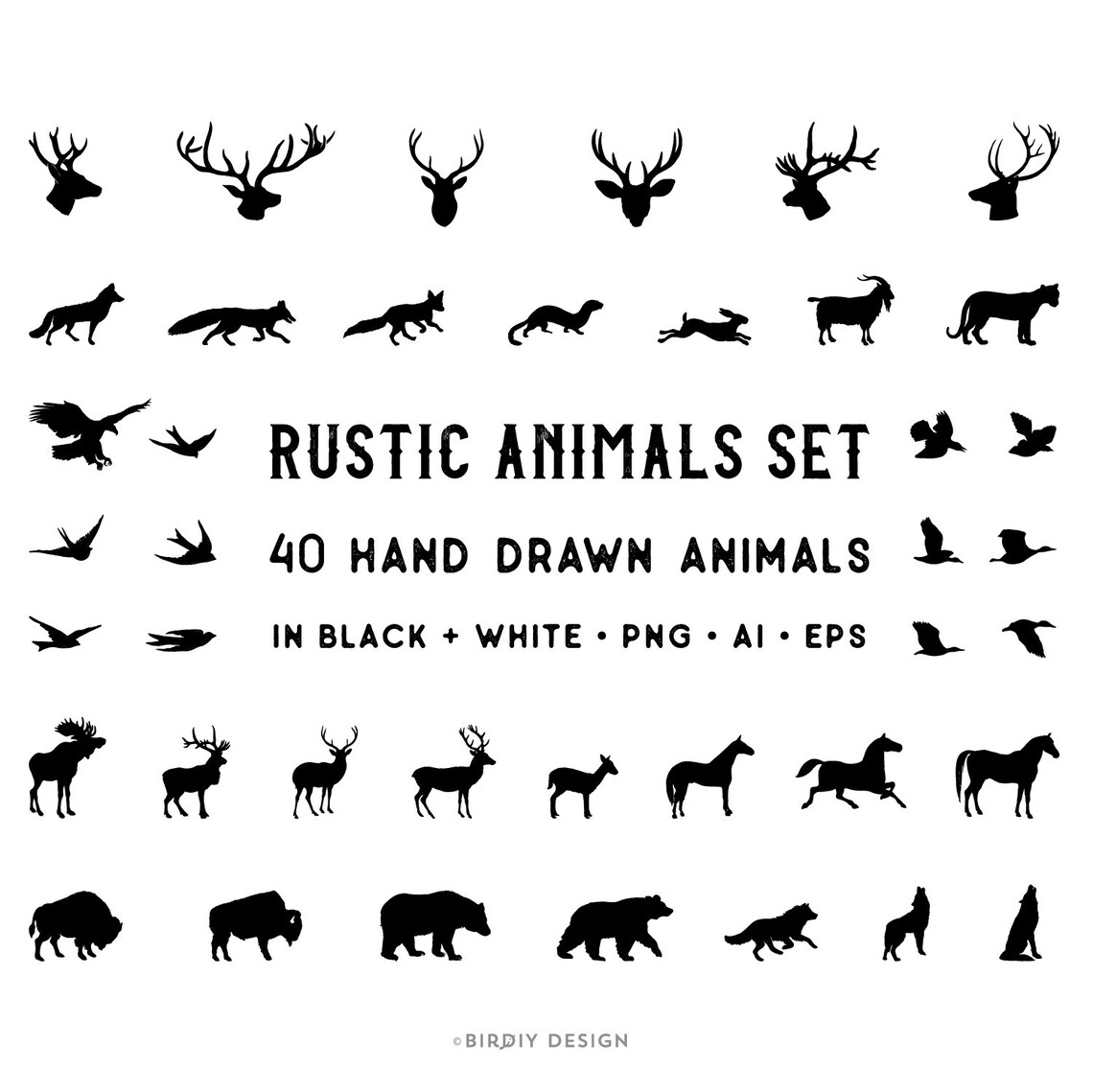 Forest Animals Woodland Clipart Animal Clipart bird | Etsy