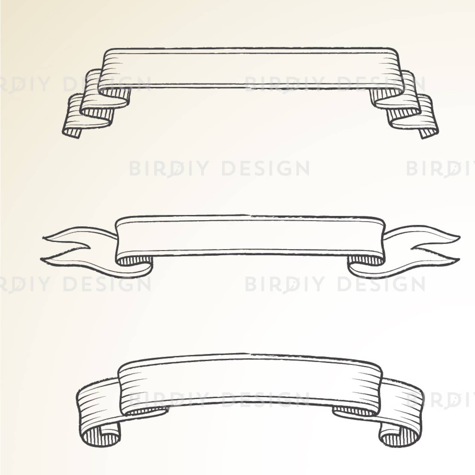 Rustic Banners Clipart Vintage Banners Rustic Boho Wedding Clipart ...