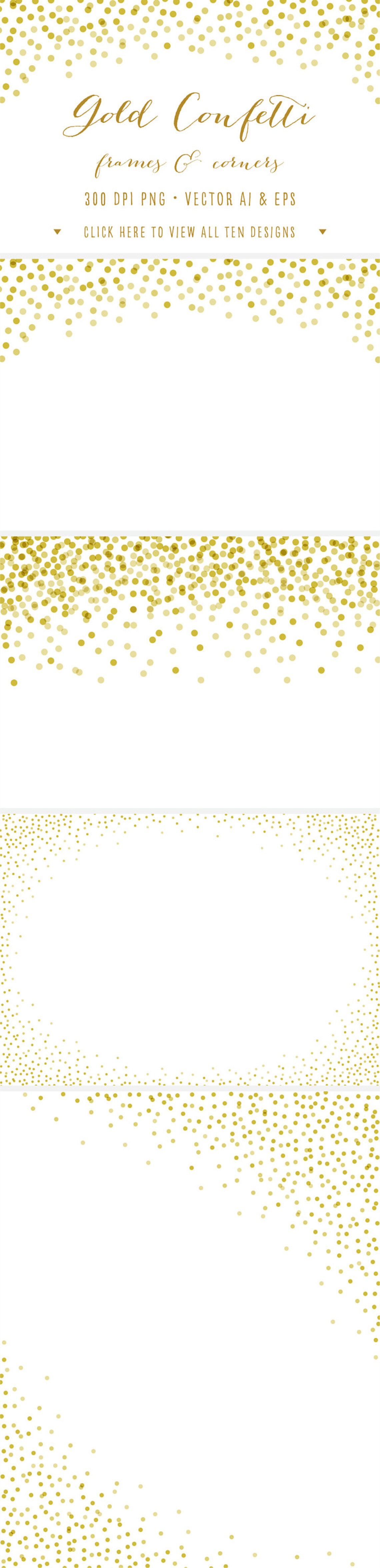 Gold Confetti Clipart Confetti Border Gold Confetti - Etsy