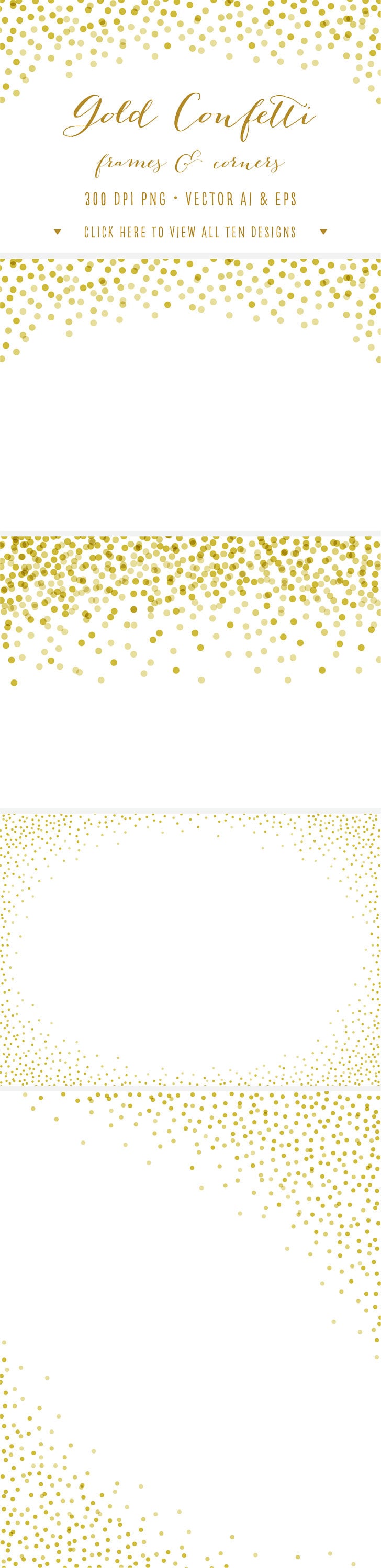 Gold Confetti Clipart - Confetti Border - Gold Confetti - Wedding ...
