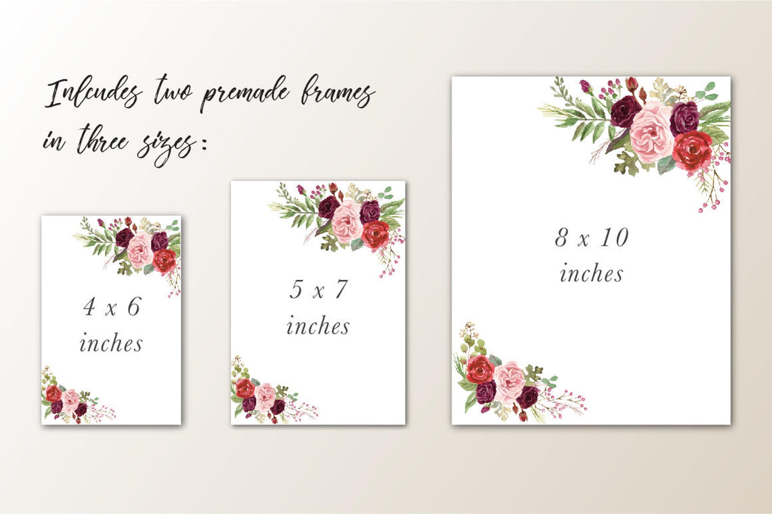 Marsala Floral Clipart Watercolor Floral Clipart Burgundy | Etsy