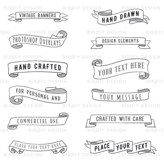 Banner Clipart Rustic Clipart Wedding Clipart Photoshop - Etsy