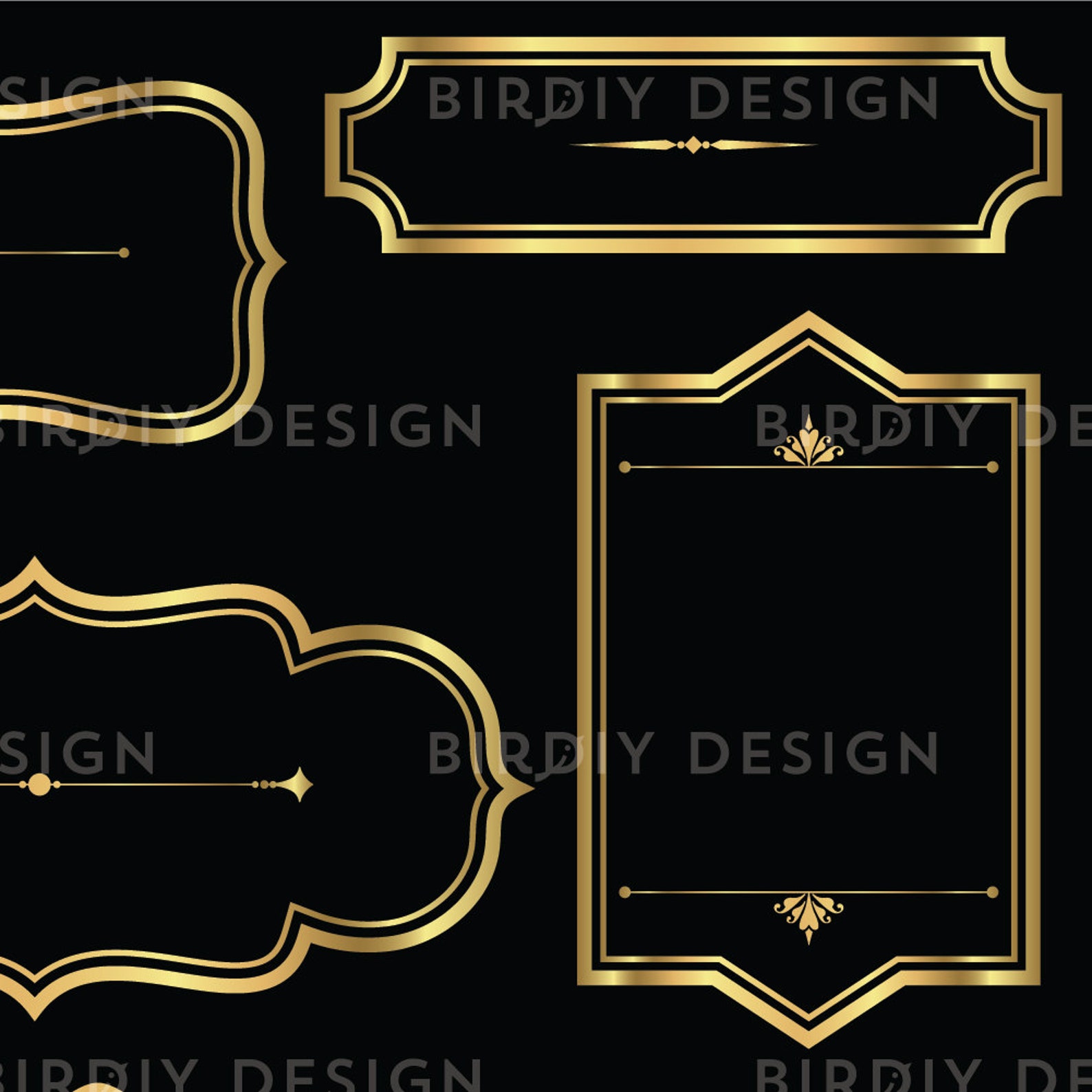 Vintage Frames Clipart Gold Clipart Boho Clipart Logo | Etsy