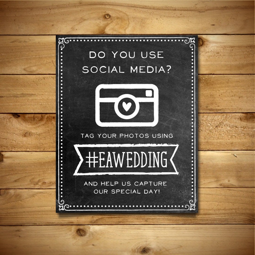 Printable Wedding Hashtag Sign - DIY Hashtag Sign - Rustic Chalk ...