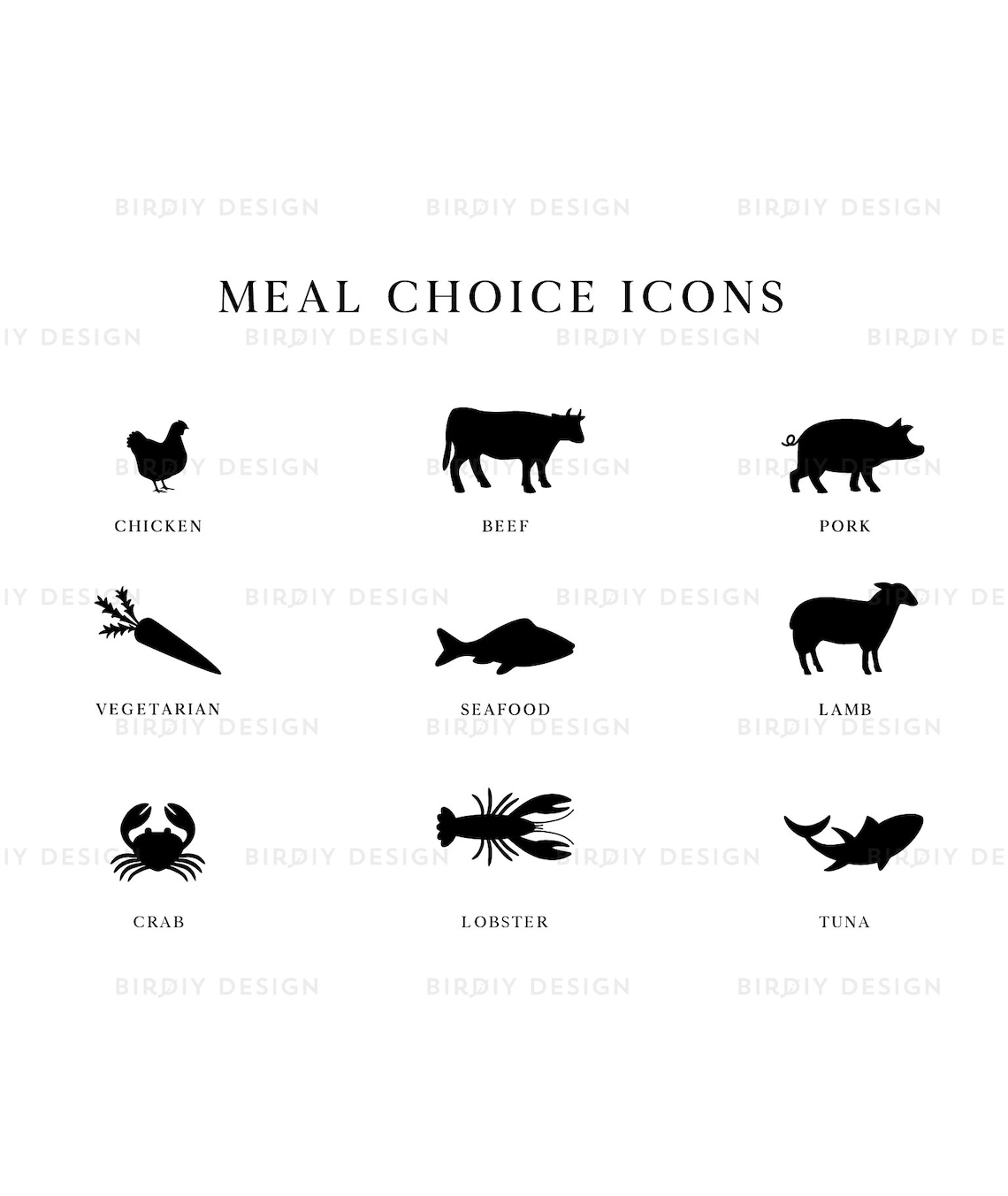 Wedding Meal Choice Meal Choice Icons Beef Chicken Pork - Etsy Canada