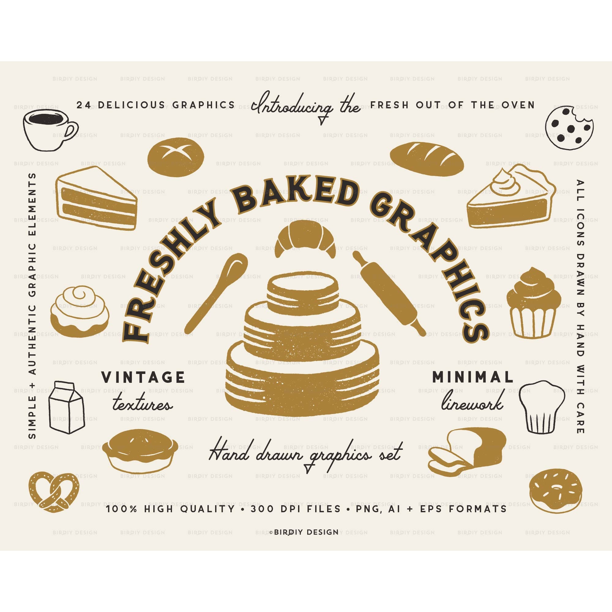 Freshly Baked Graphics Bakery Icons Dessert Clipart Food - Etsy