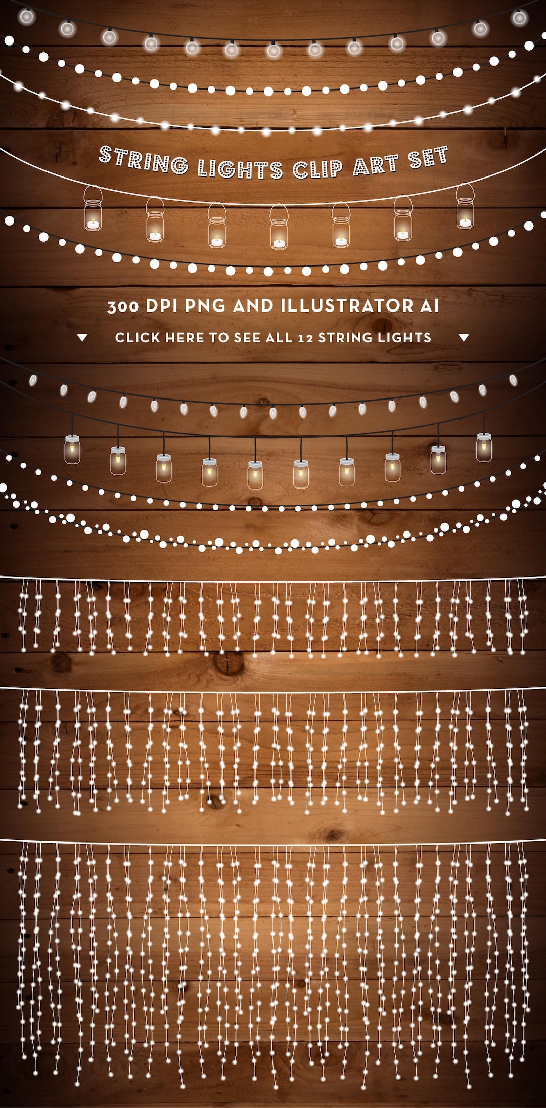 String Lights Clipart - Fairy Lights Clipart - Party Lights Clipart ...