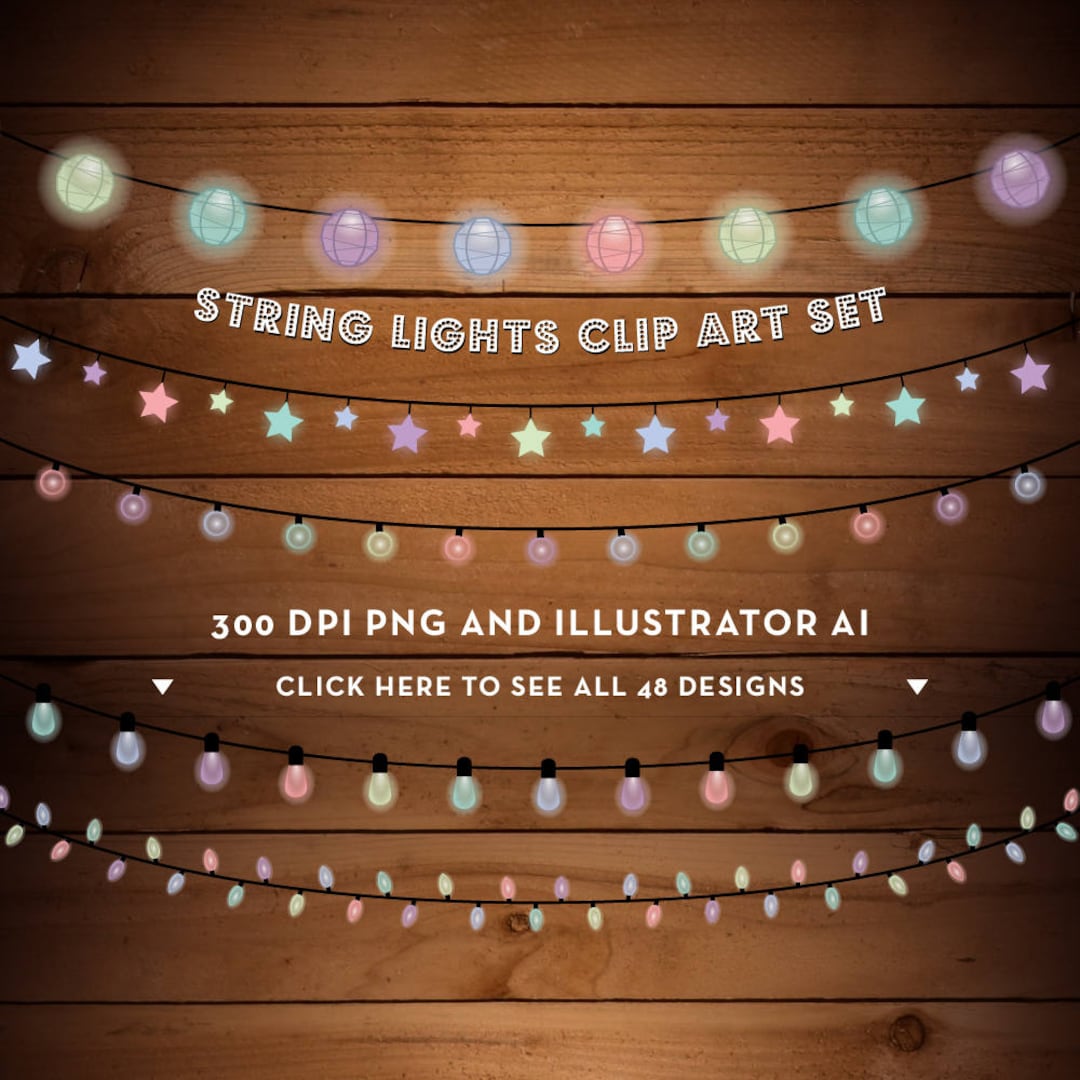 String Lights Clipart - Christmas Lights - Fairy Lights Clipart - Party ...