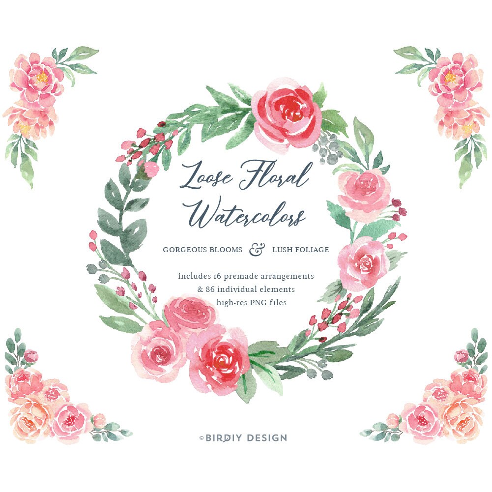 Watercolor Rose Clipart Watercolor Peony Watercolor - Etsy