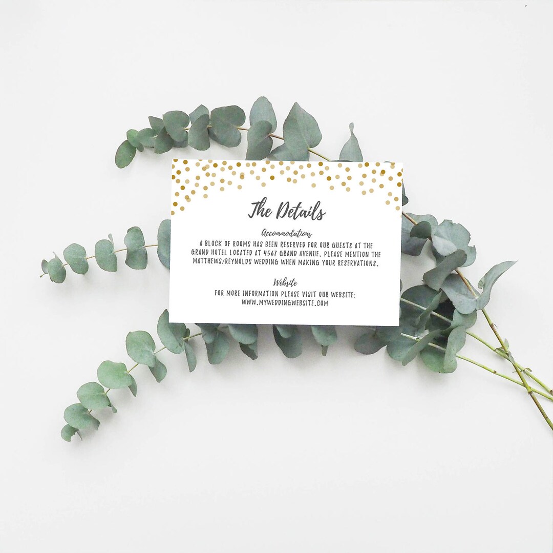 Printable Info Card - Info Card Template - DIY Wedding Template ...
