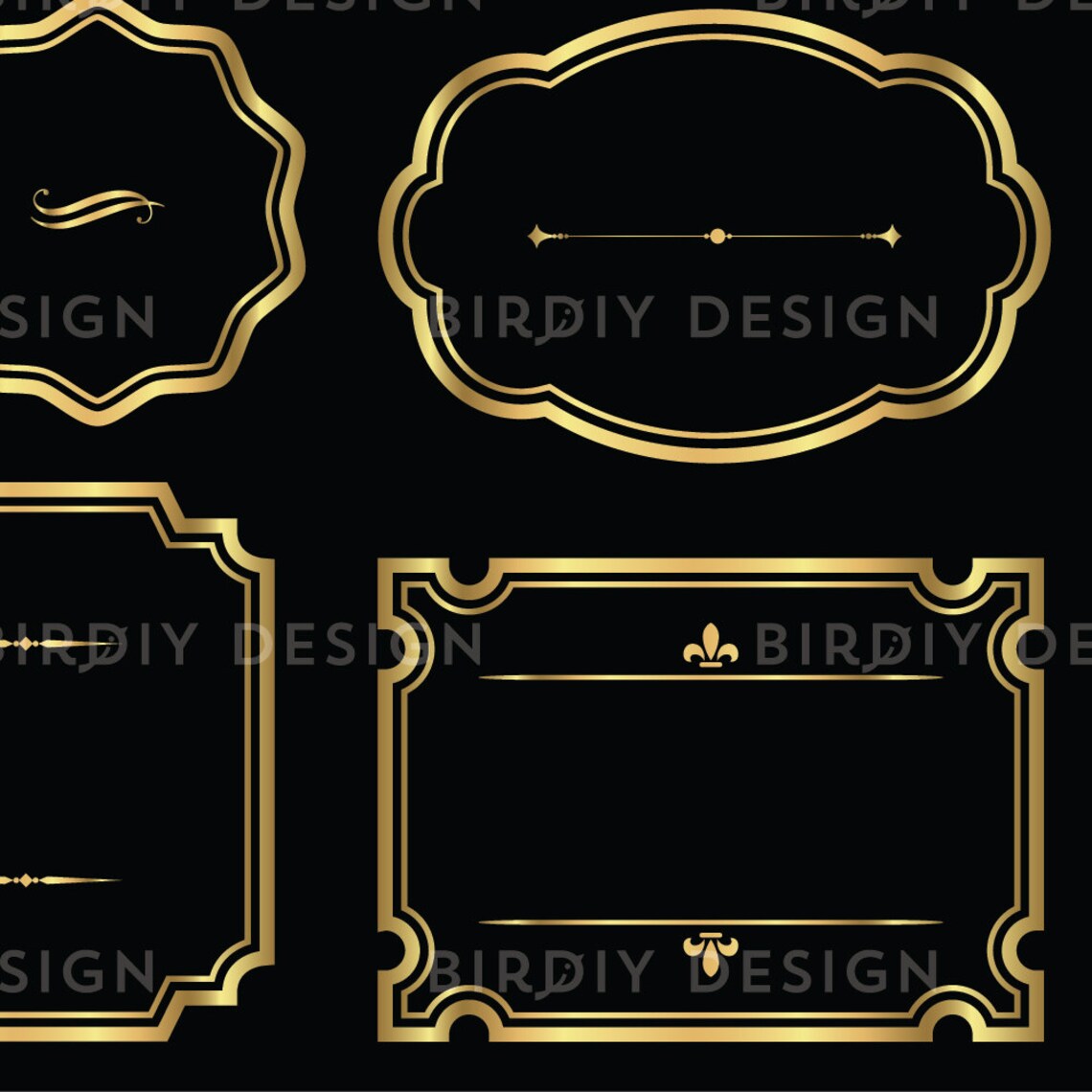 Vintage Frames Clipart Gold Clipart Boho Clipart Logo | Etsy