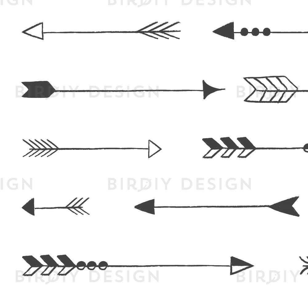 Rustic Arrow Clipart Tribal Arrow Clipart Rustic Wedding | Etsy