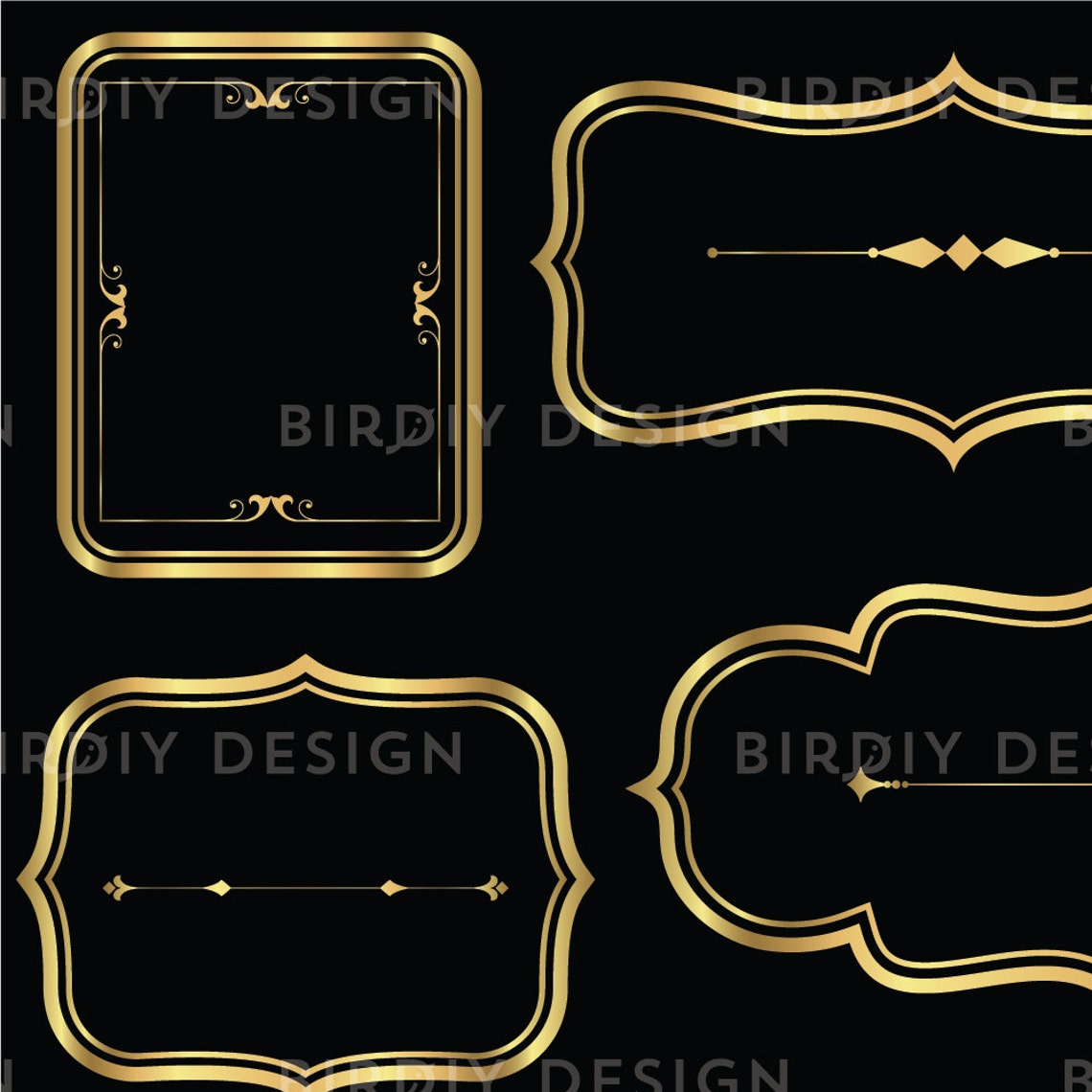 Vintage Frames Clipart Gold Clipart Boho Clipart Logo | Etsy