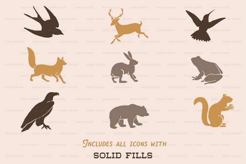 Forest Animal Icons Vintage Clipart • Woodland Animal Clipart • Rustic ...