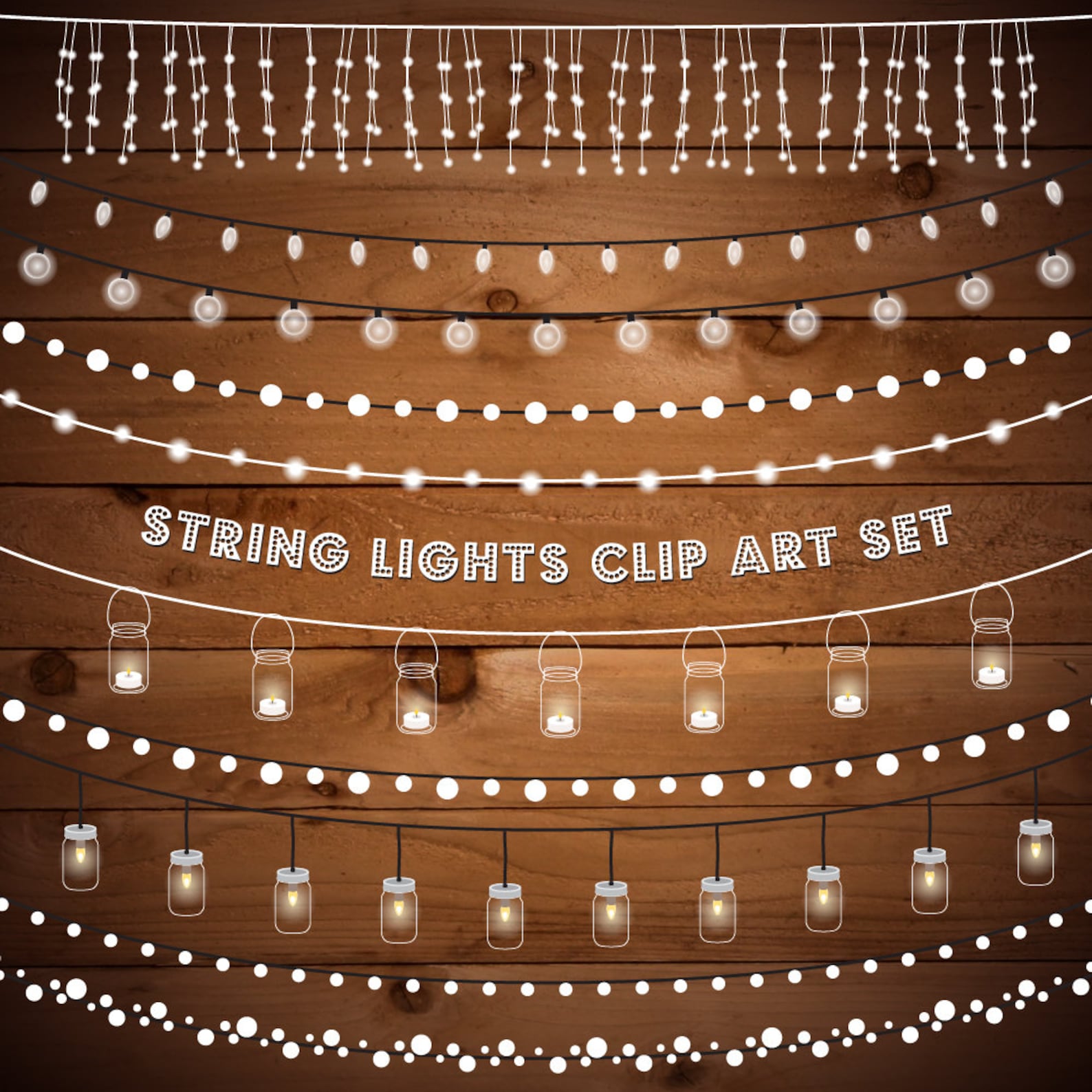 String Lights Clipart Fairy Lights Clipart Party Lights | Etsy