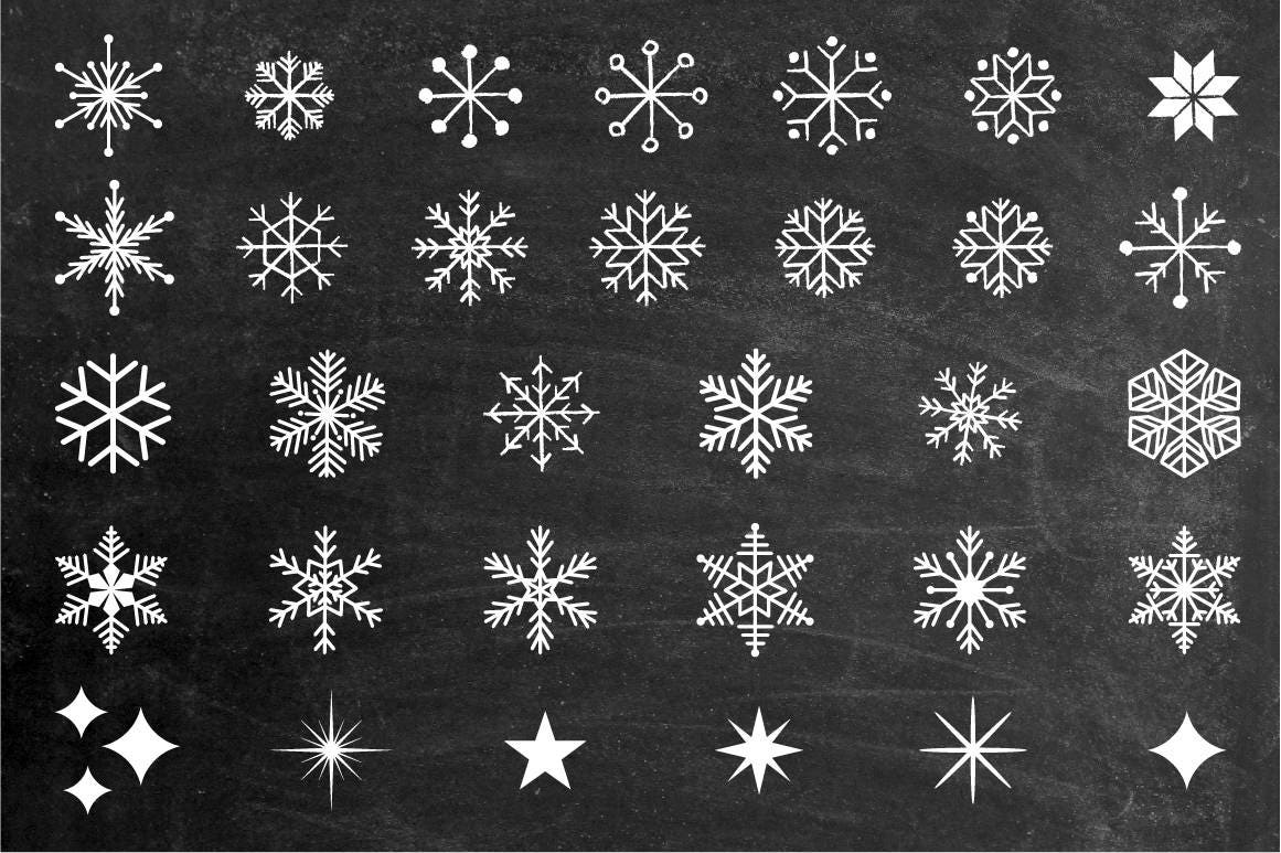 Christmas Clipart Snowflake Clipart Winter Clipart Chalk - Etsy