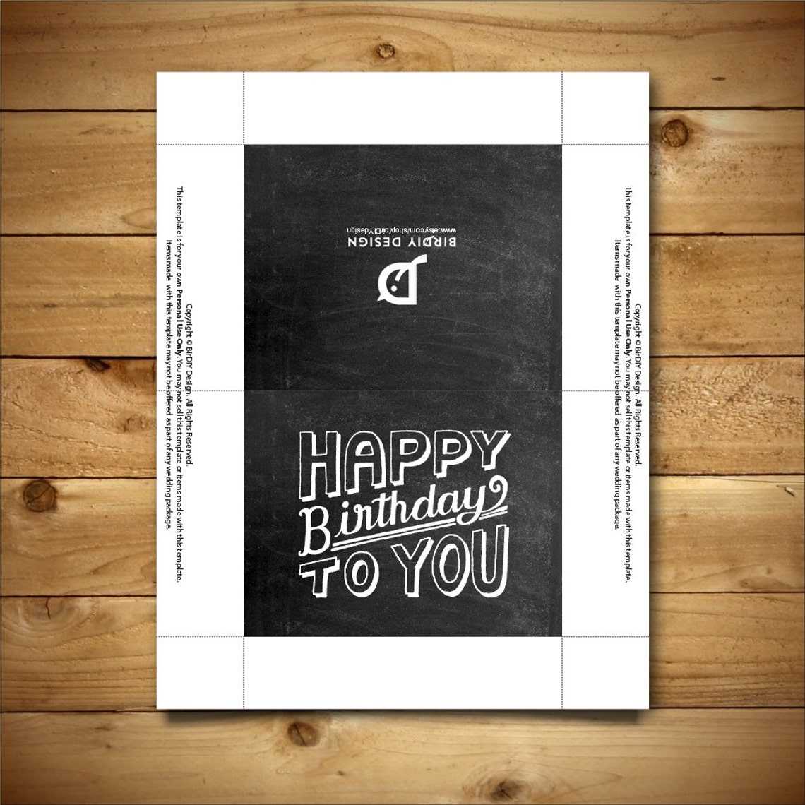 Printable Birthday Card - Chalkboard Hand Lettering Typography Design ...