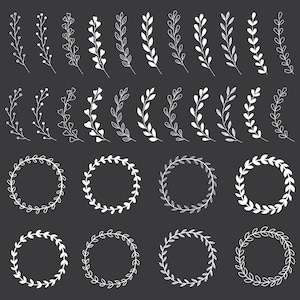 Chalkboard Wedding Wreath Ornaments - Rustic Boho Wedding - Clip Art ...