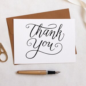 Printable Thank You Card Template - Calligraphy - Hand Lettered Thank ...