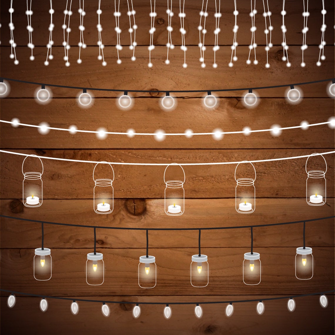 String Lights Clipart - Fairy Lights Clipart - Party Lights Clipart ...