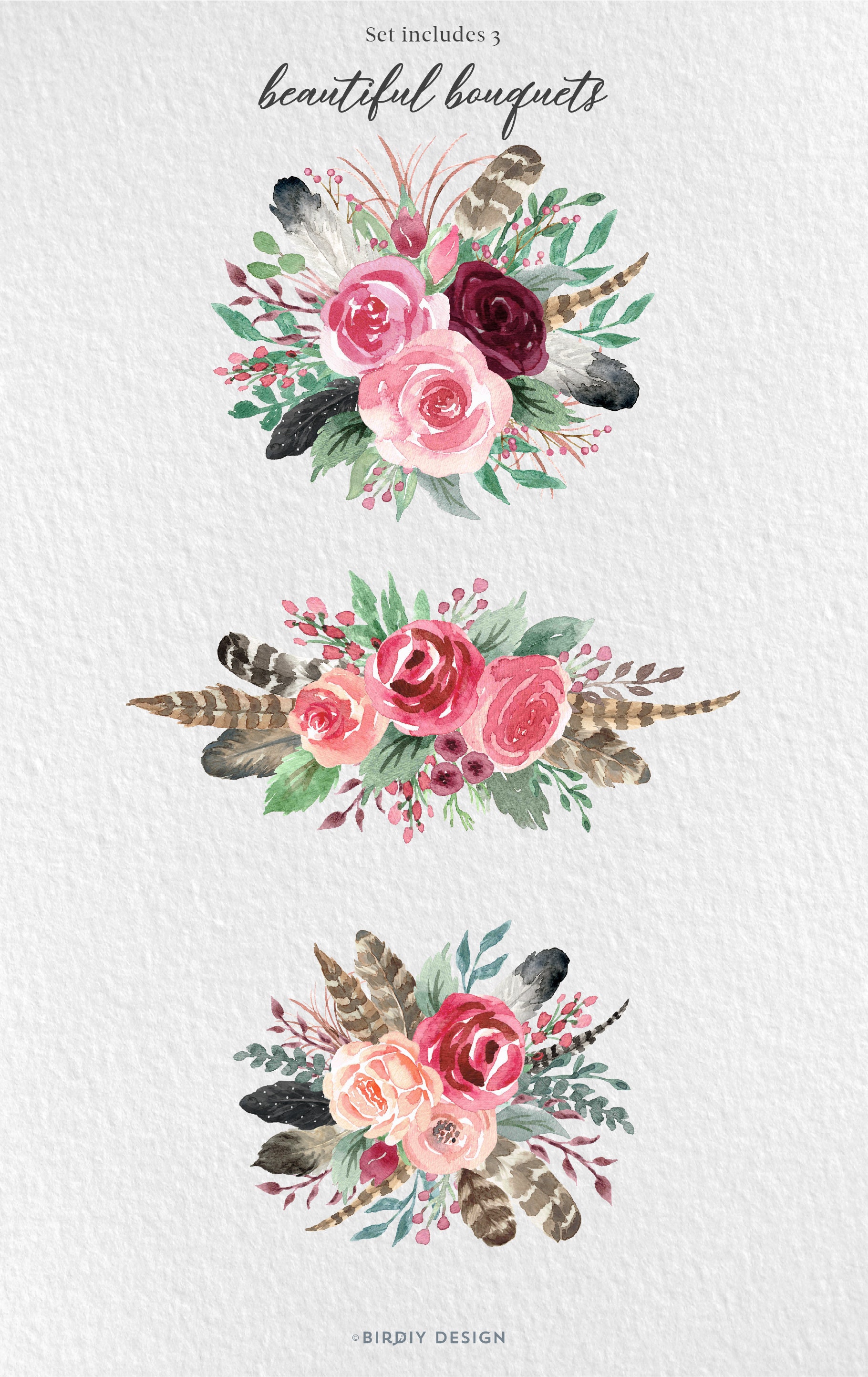 Rustic Floral Watercolor Clipart Watercolor Rose | Etsy