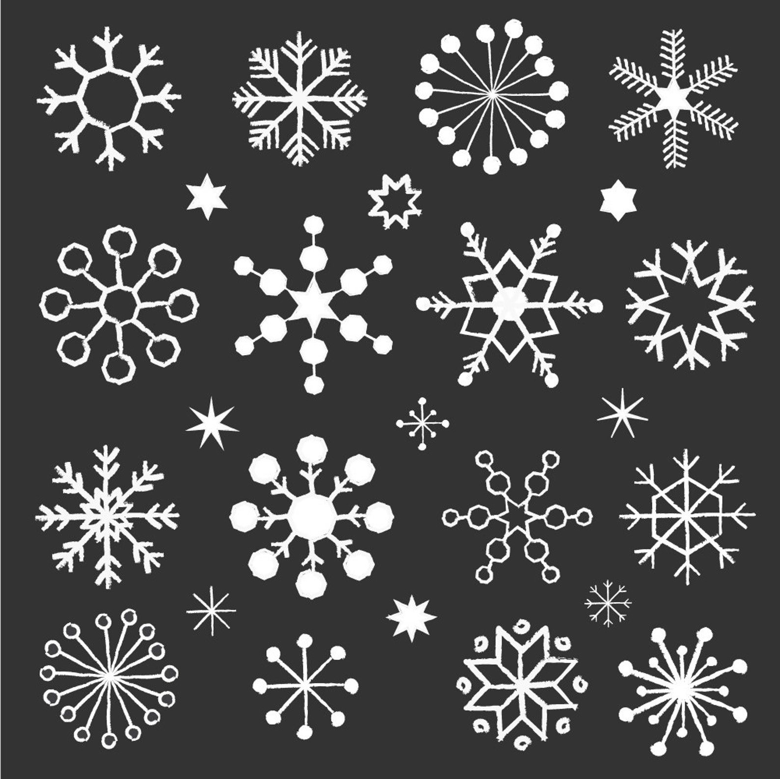 Christmas Clipart - Snowflake Clipart - Winter Clipart - Chalk Clipart ...