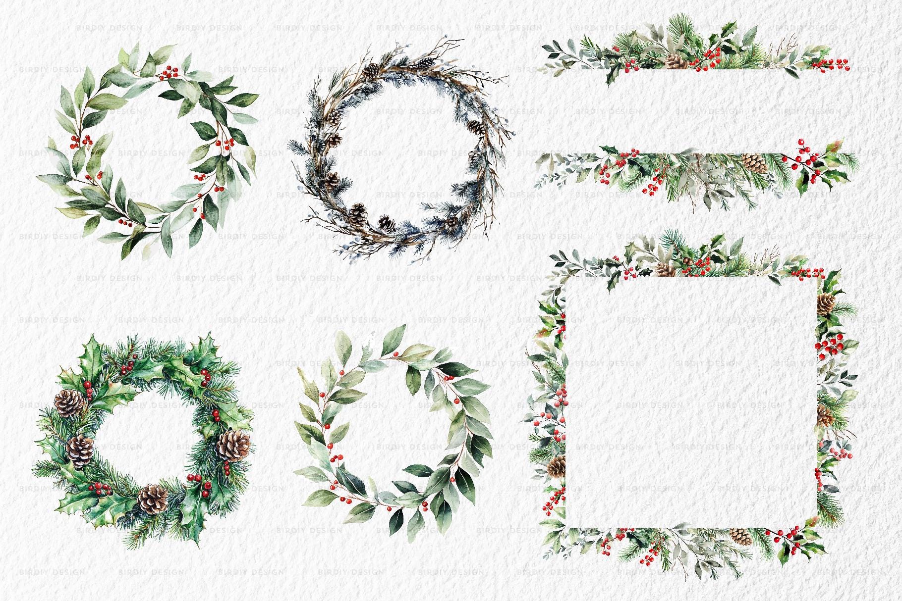 Christmas Watercolor Clipart - Christmas Clipart - Holiday Clipart ...