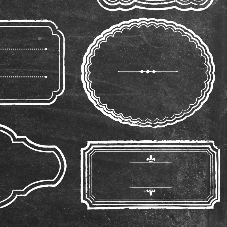 Rustic Chalk Frames Clipart Chalkboard Clipart Vintage - Etsy