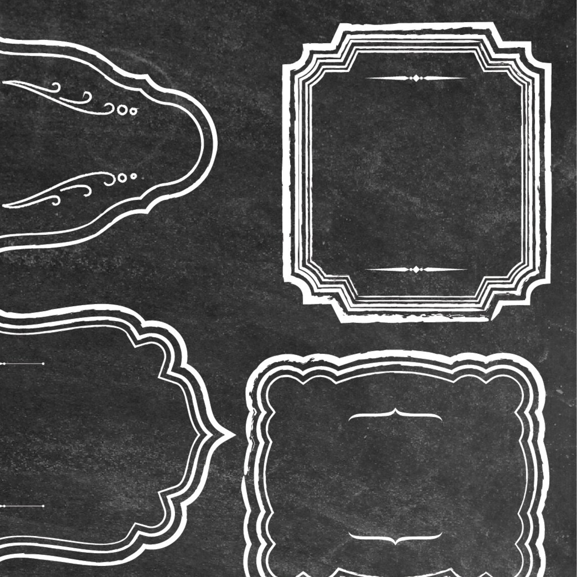 Rustic Chalk Frames Clipart - Chalkboard Clipart - Vintage Frame ...
