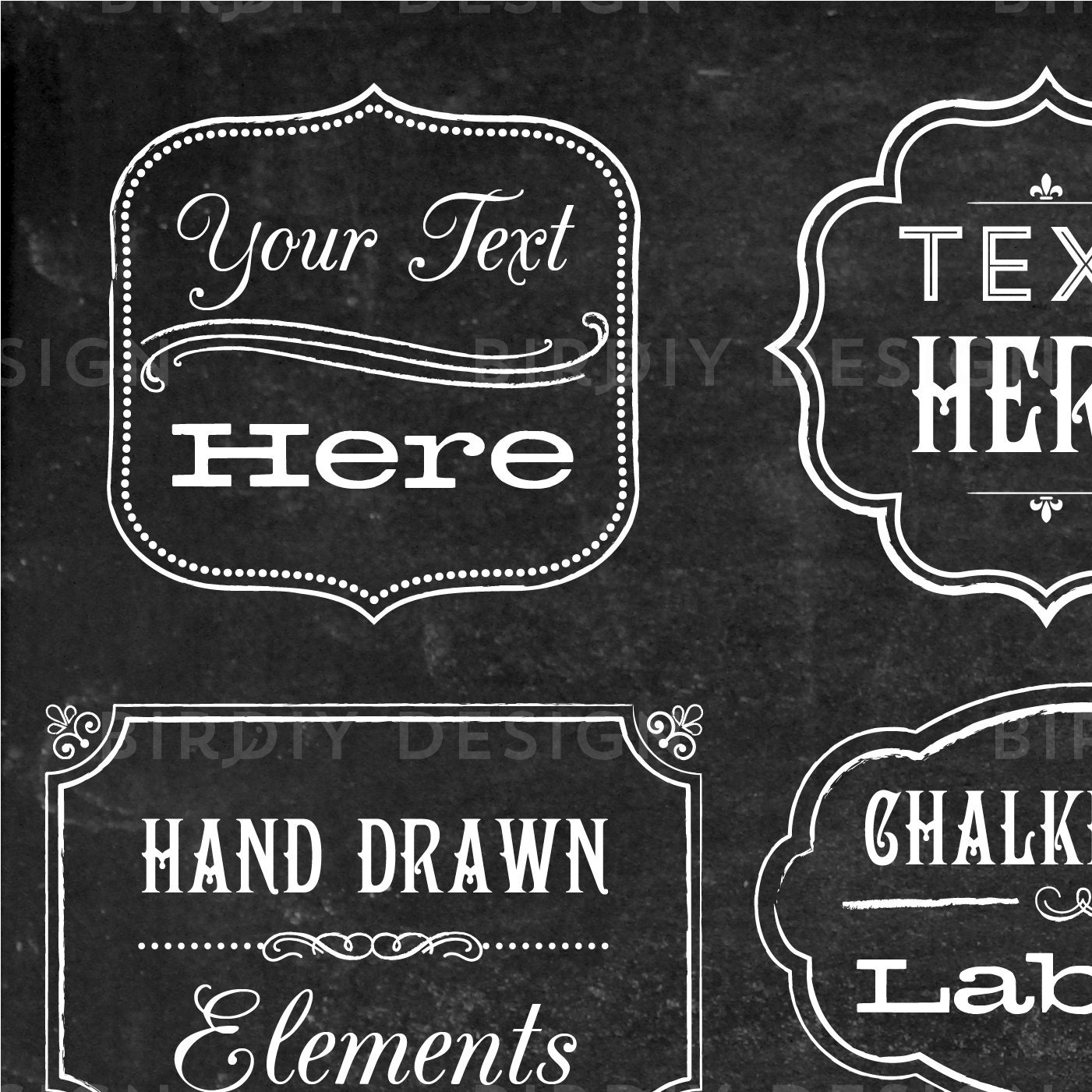 Rustic Frames Clipart Rustic Boho Chalkboard Chalk Clipart - Etsy