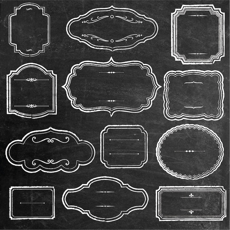 Rustic Chalk Frames Clipart Chalkboard Clipart Vintage | Etsy