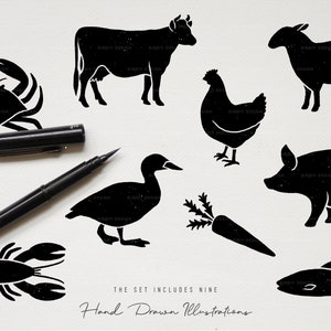 Meal Choice Icon Wedding Meal Choice Icons Beef, Chicken, Pork ...