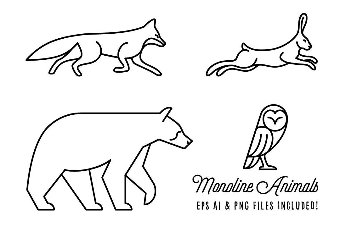 Forest Animals - Woodland Clipart - Monoline - Animal Clipart ...