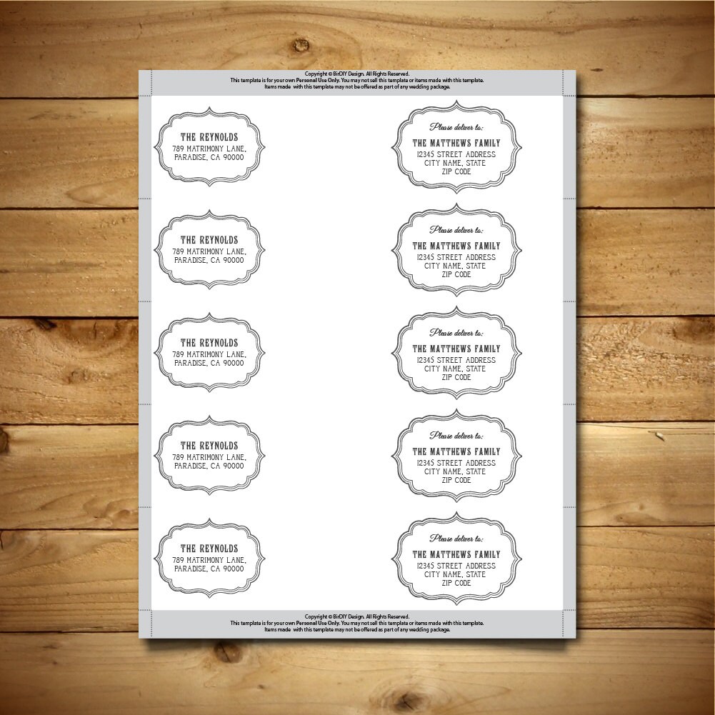 Printable Address Label Template for A7 Envelopes - Return Address ...