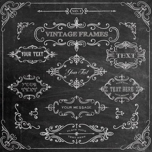 Rustic Frames Clipart Rustic Boho Chalkboard Chalk Clipart - Etsy
