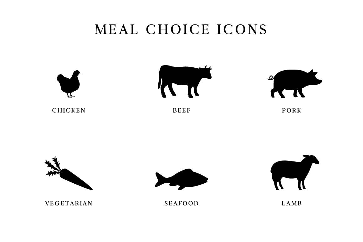 Wedding Meal Choice Meal Choice Icons Beef Chicken Pork | Etsy