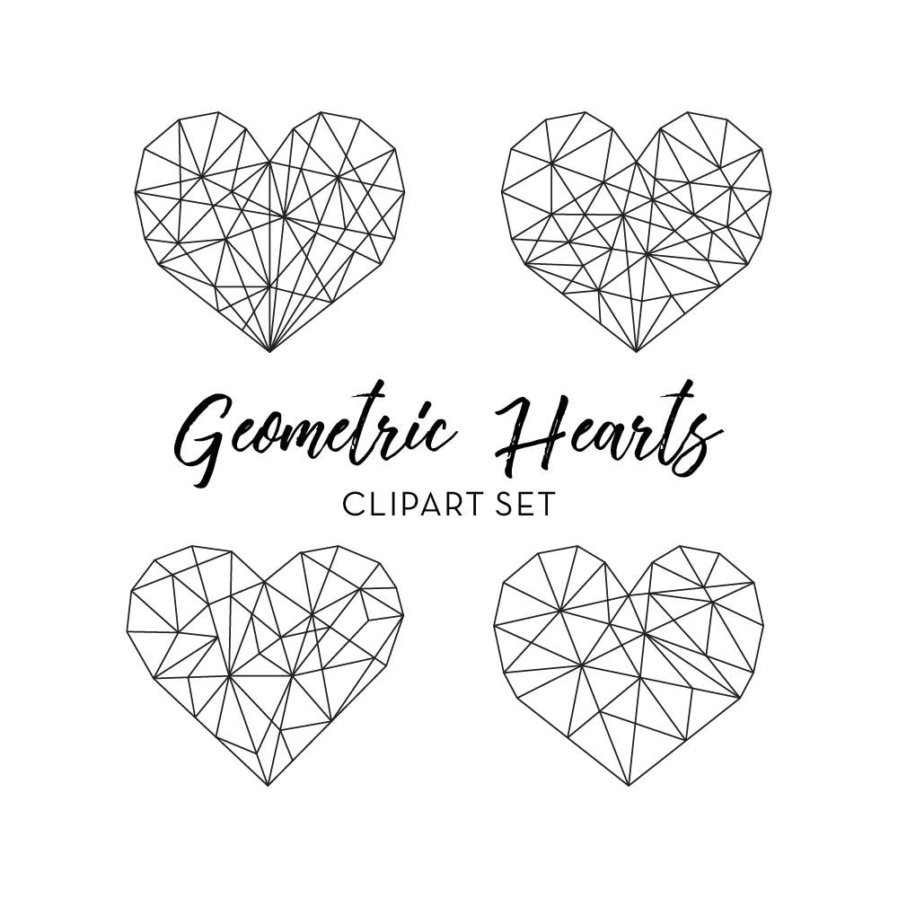 Geometric Hearts Logo Clip Art Heart Logo Boho Clipart | Etsy