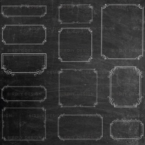 Rustic Frames Clipart Rustic Boho Chalkboard Chalk Clipart - Etsy