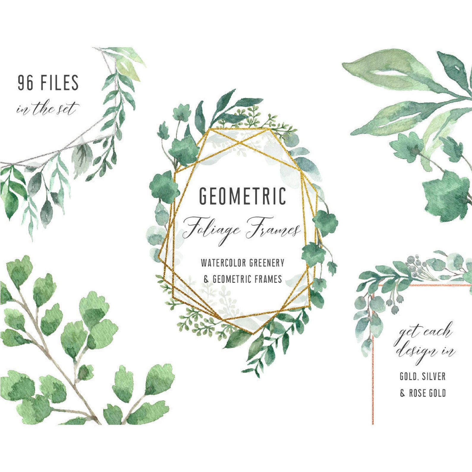 Watercolor Leaf Clipart Set - Watercolor Floral Clipart - Digital ...