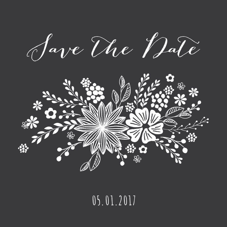 Chalkboard Floral Clipart Clip Art Floral Clipart Chalk - Etsy UK