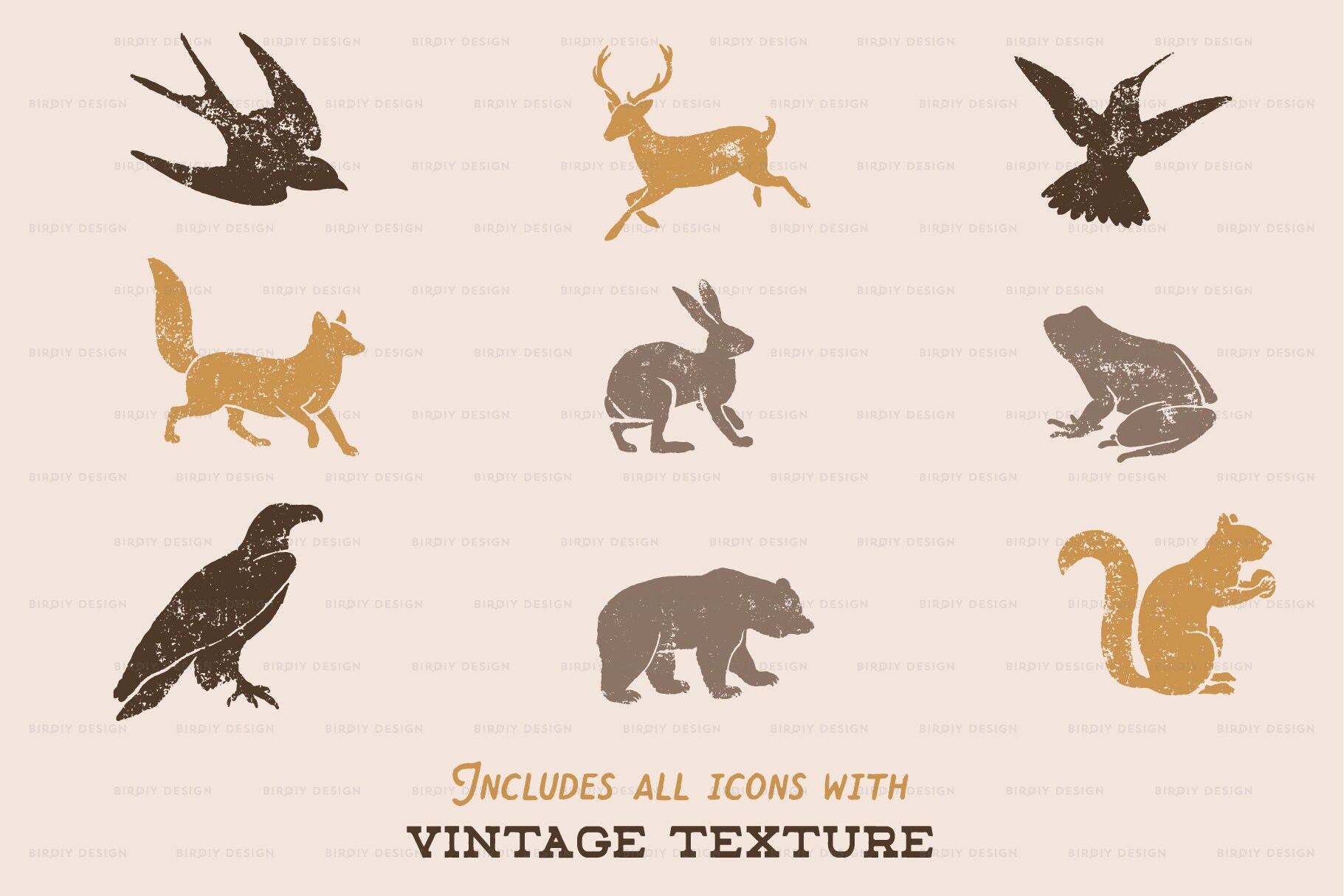 Forest Animal Icons Vintage Clipart • Woodland Animal Clipart • Rustic ...