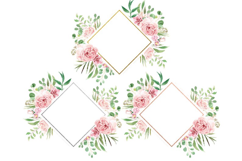 Watercolor Rose Clipart Set - Watercolor Flower Clipart - Silver Rose ...