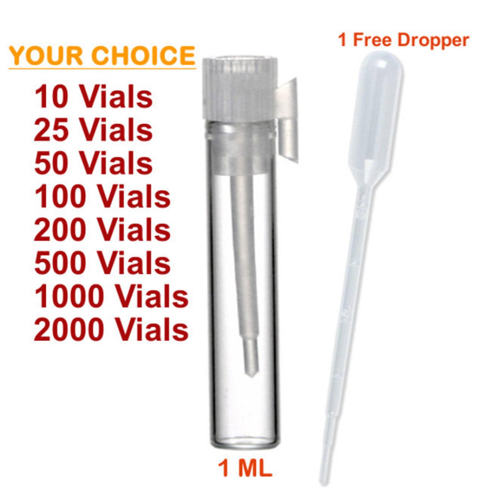 1 ML, Empty Perfume Sample Glass Vials Bottles, Travel Fragrance ...