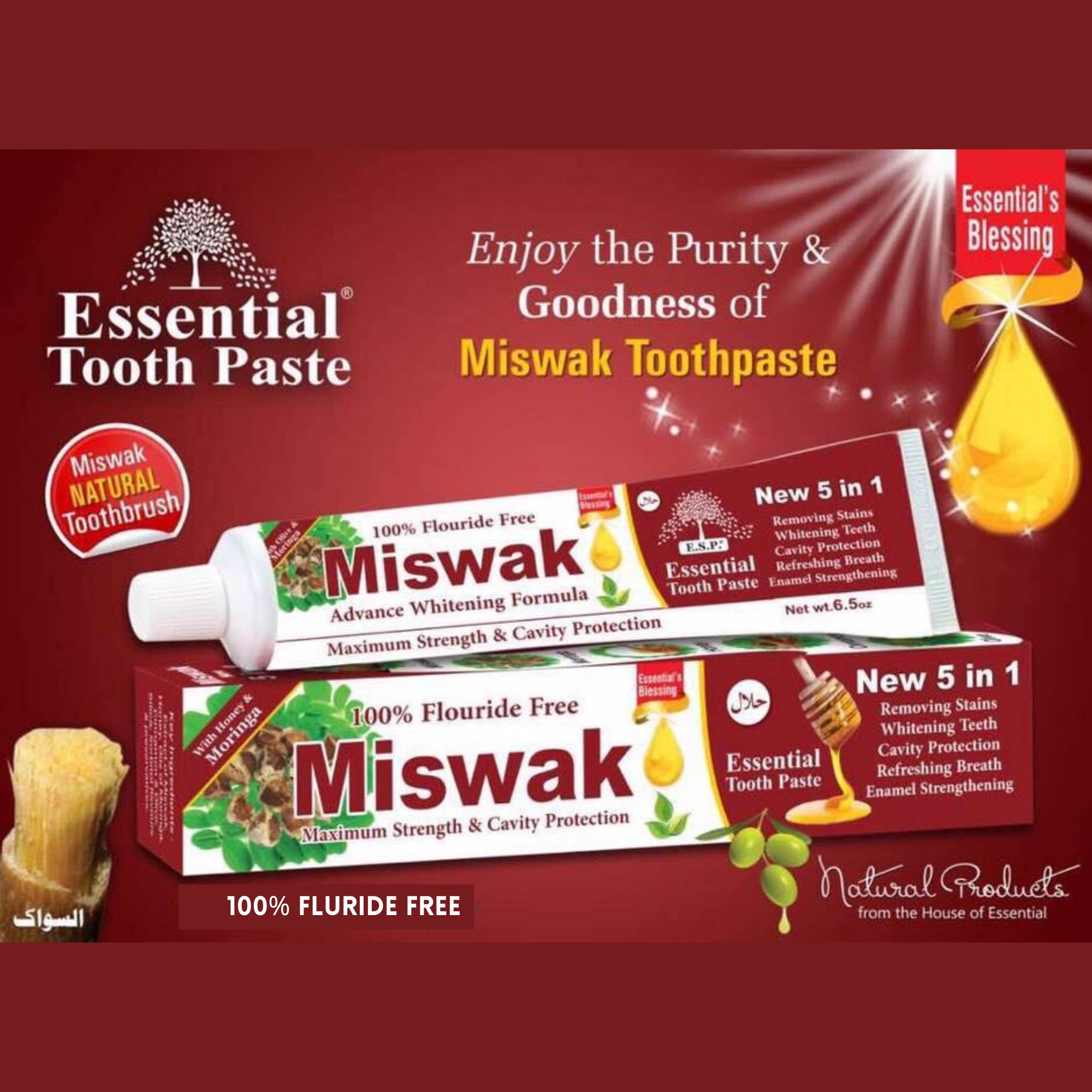 MISWAK Toothpaste 5 in 1 Formula 100% Fluoride Free & | Etsy