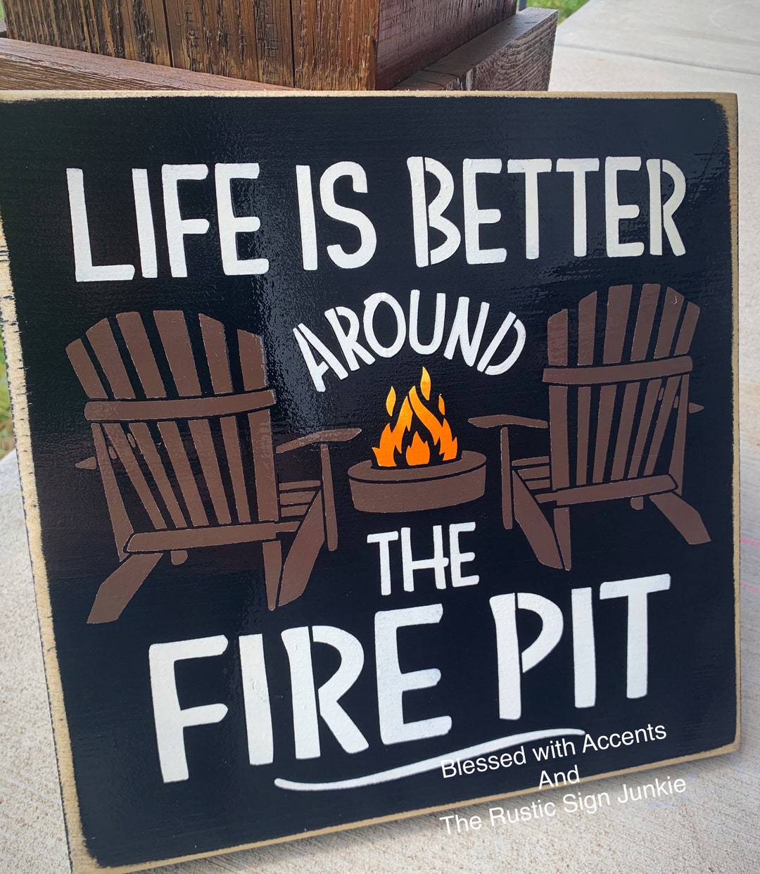 Welcome to Our Fire Pit Sign, Fire Pit Sign, Camping Rules Sign ...