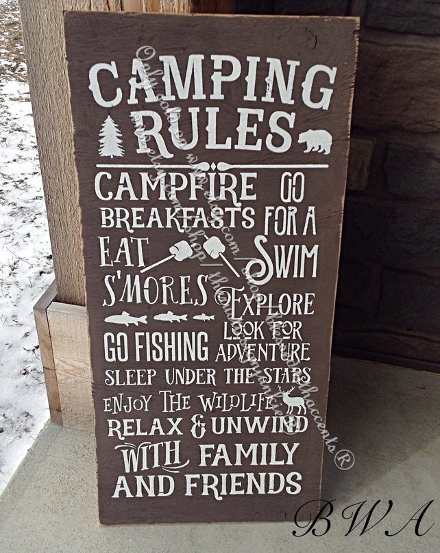 Camping Sign Camping Rules Sign Camping Decor Wooden - Etsy Canada