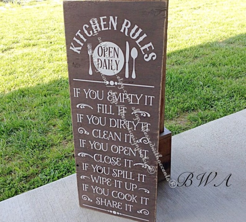 Kitchen Rules Sign Kitchen Signs Kitchen Sign Kitchen - Etsy